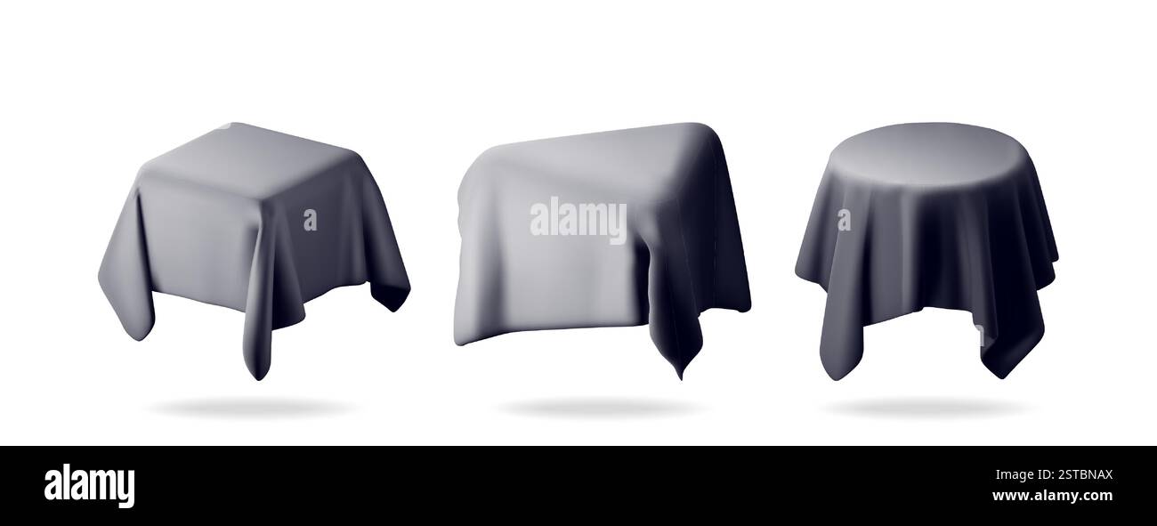 3D tables with cloth covers in various shapes Stock Vector Image & Art ...