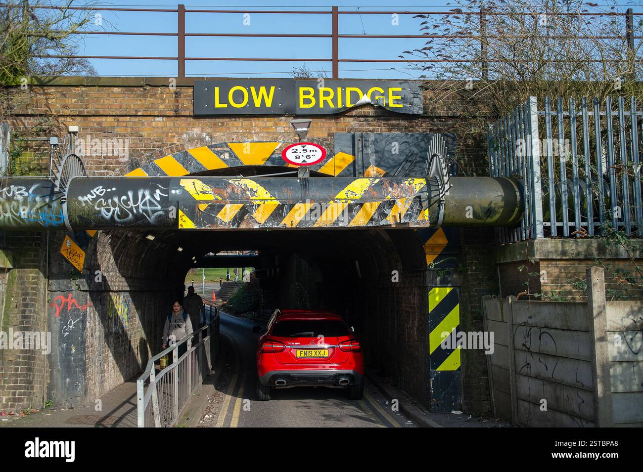 Slough, Berkshire, UK. 17th February, 2025. The protective metal height ...