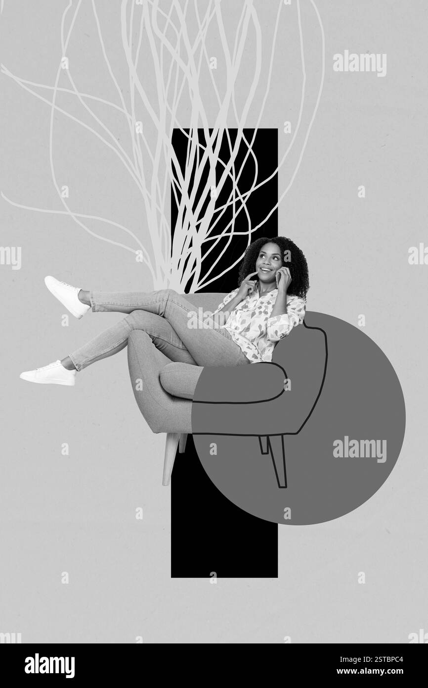 Creative photo 3d collage artwork poster picture of funny lady speak ...