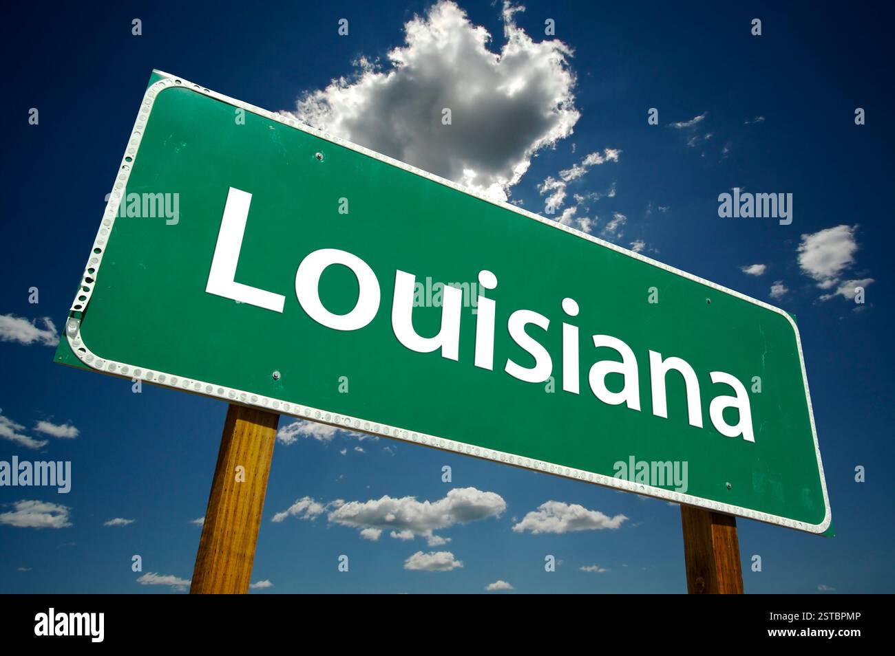 Louisiana Road Sign with dramatic clouds and sky Stock Photo - Alamy