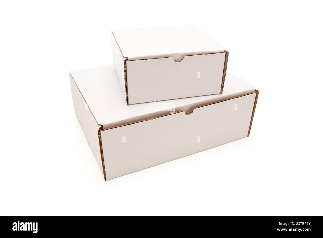 Stack of Blank White Cardboard Boxes Isolated Stock Photo - Alamy