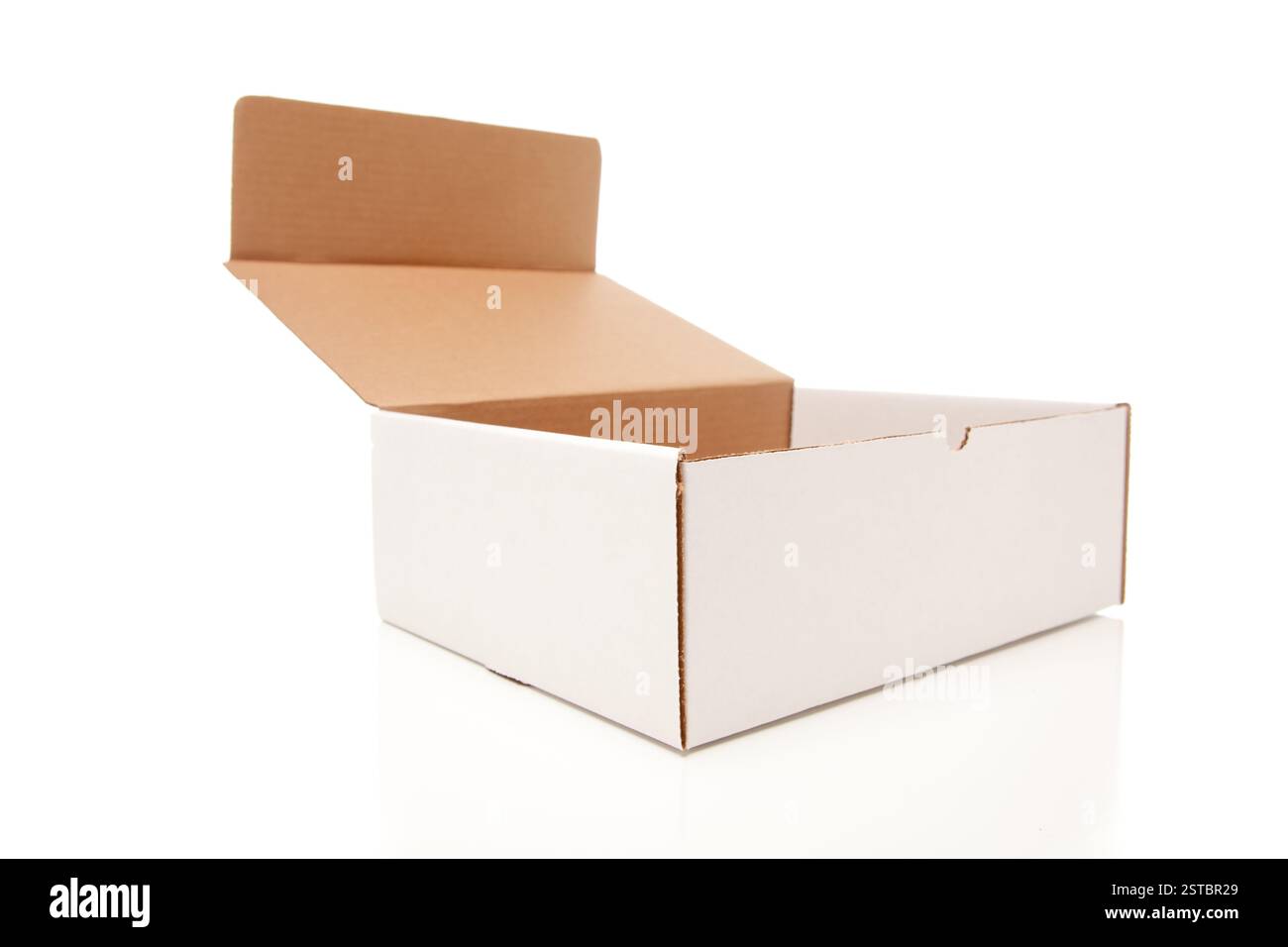 Blank White Cardboard Box Opened Isolated on a White Background Stock ...