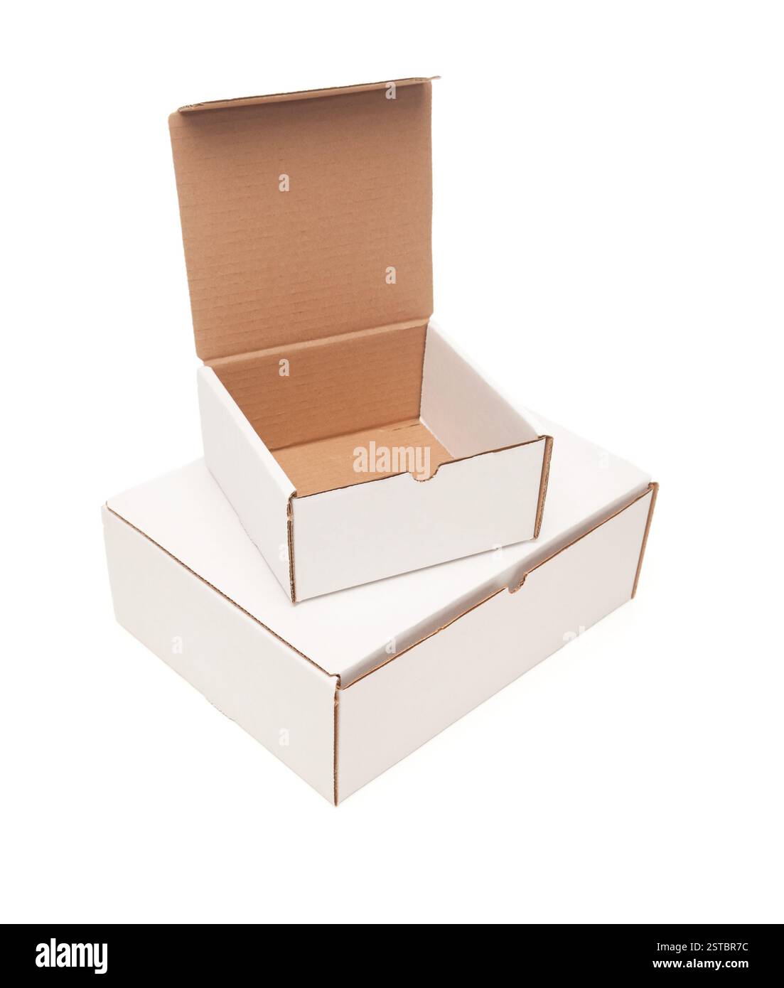Stack of Blank White Cardboard Boxes, Top Opened, Isolated Stock Photo ...