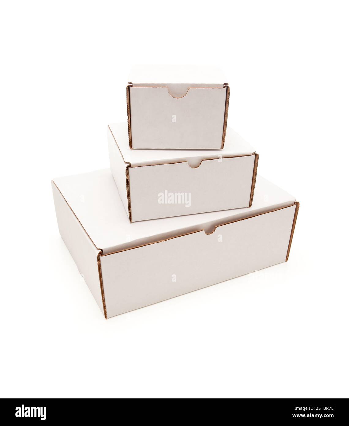 Stack of Blank White Cardboard Boxes Isolated on a White Background ...