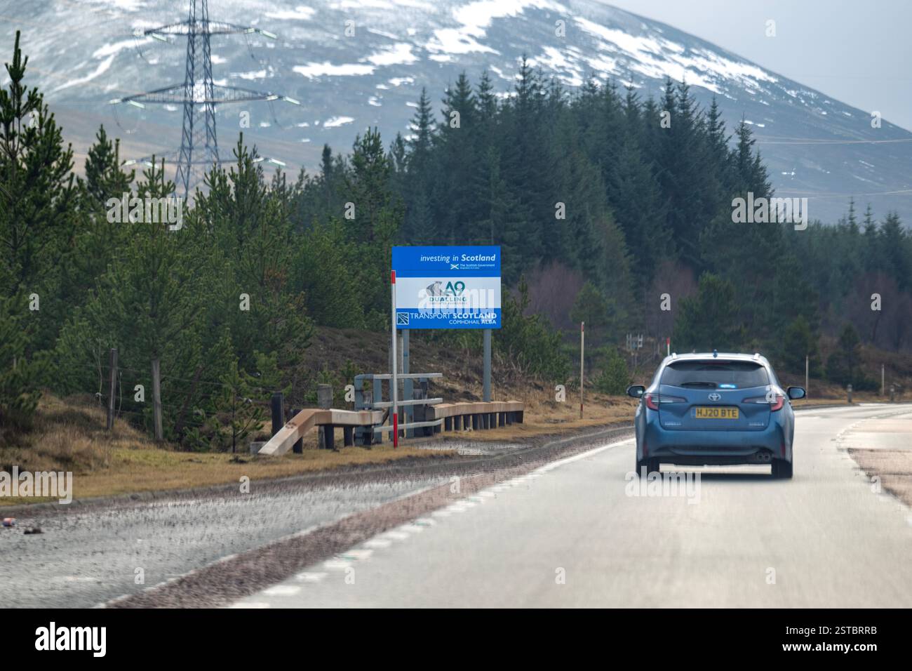 Transport Scotland A9 Dualling project sign, on the side of the A9 road ...