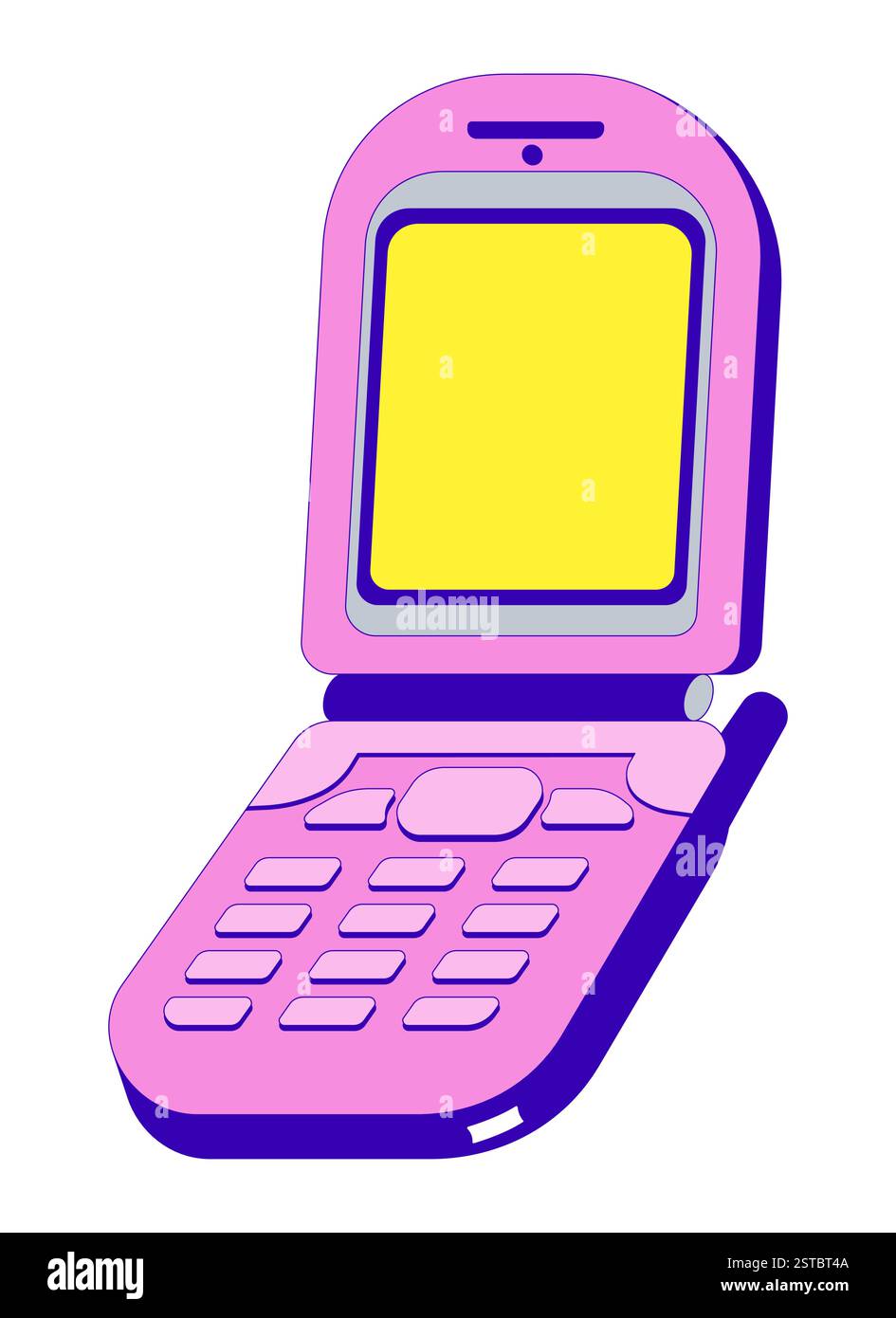 Vintage flip phone with blank screen 2D cartoon object Stock Vector ...
