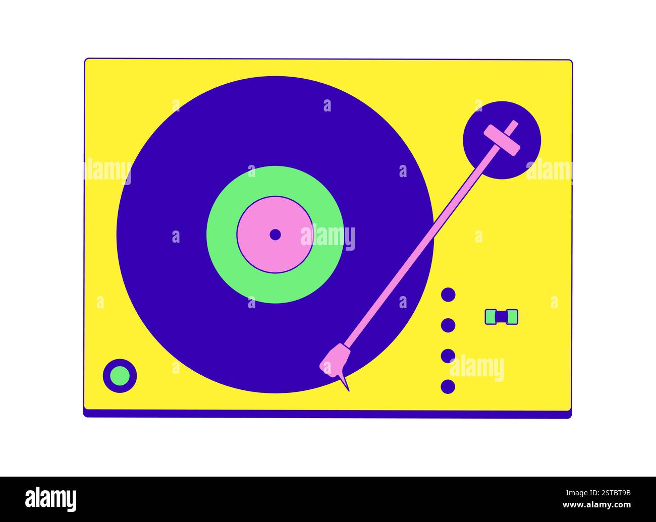 Retro turntable with vinyl record 2D cartoon object Stock Vector Image ...