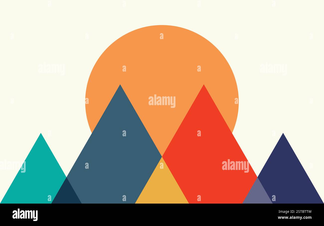 Geometric Mountain Sun Wall Art Design Stock Vector Image & Art - Alamy