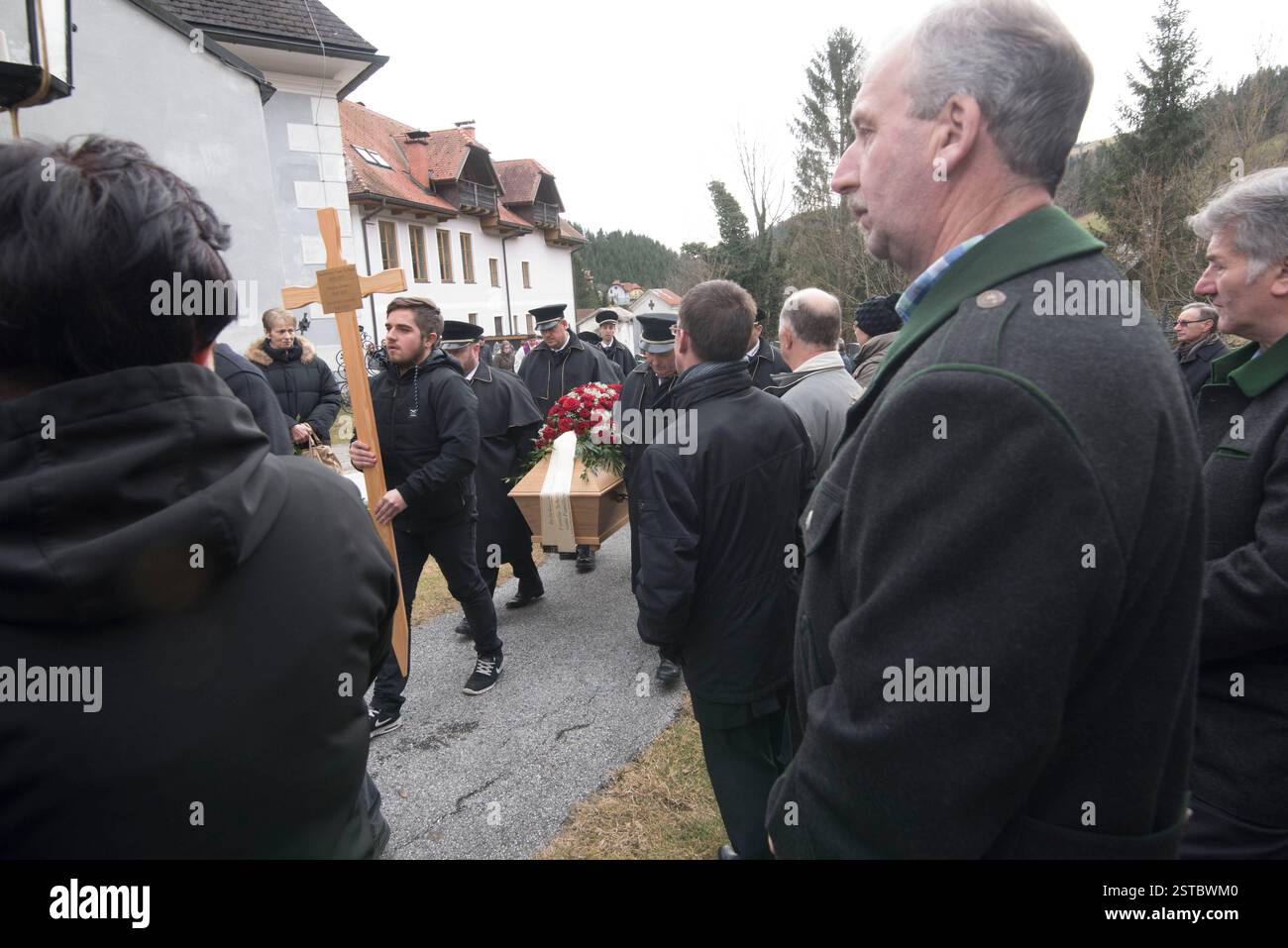 a coffin is the last to leave in a funeral procession a coffin in a ...