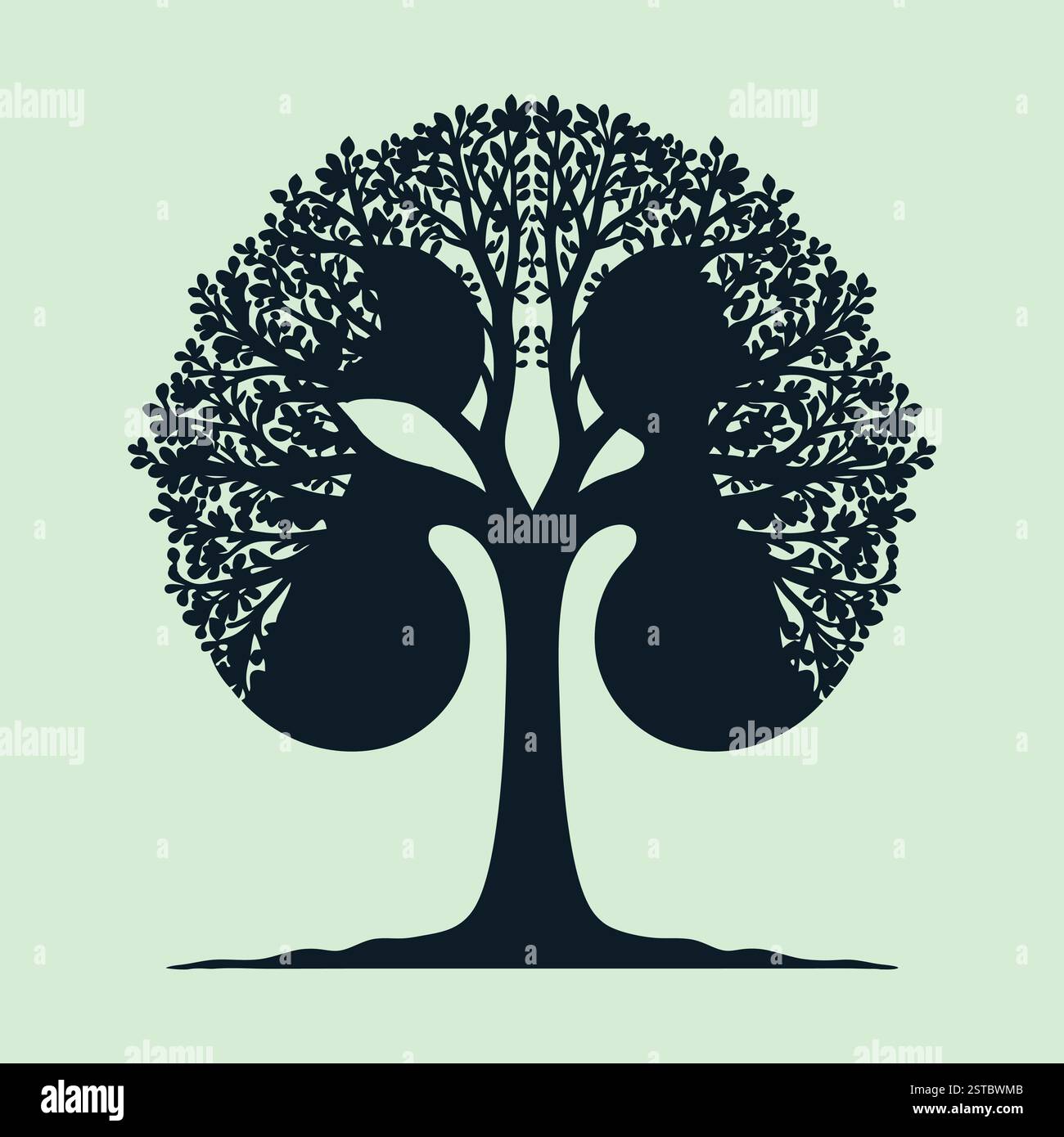 A stylized illustration of a tree with kidney symbol on soft background ...