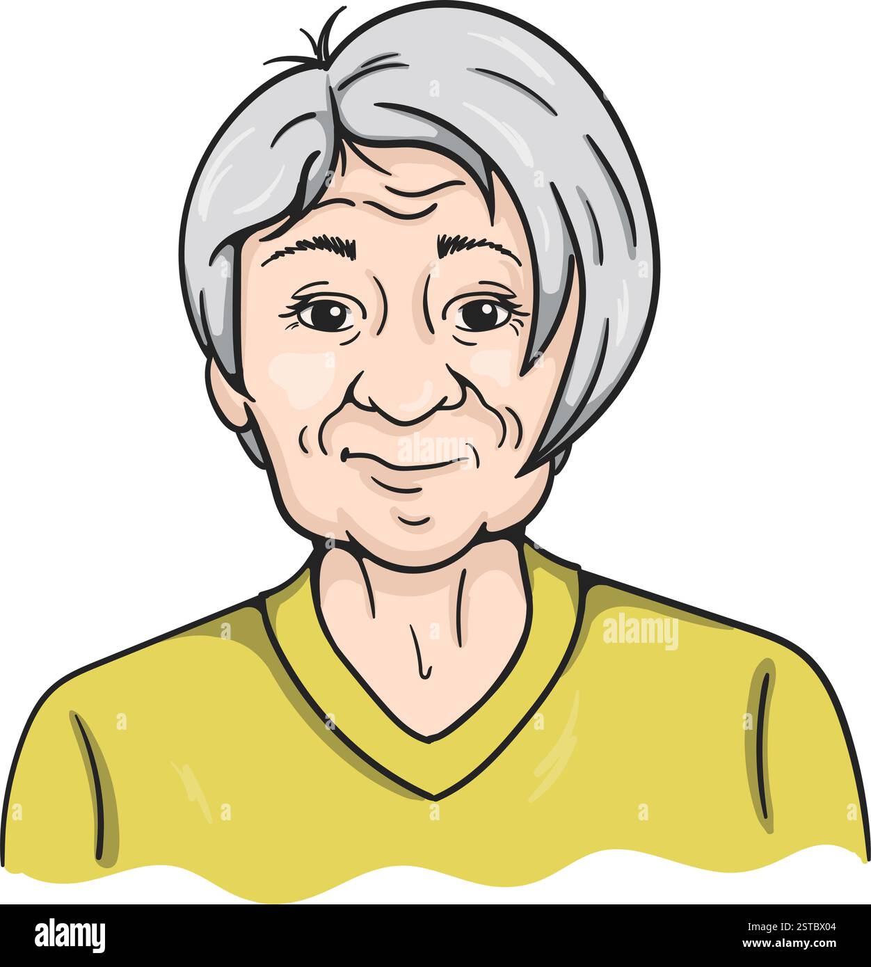 Modern elderly woman with fashionable hairstyle. Color vector ...
