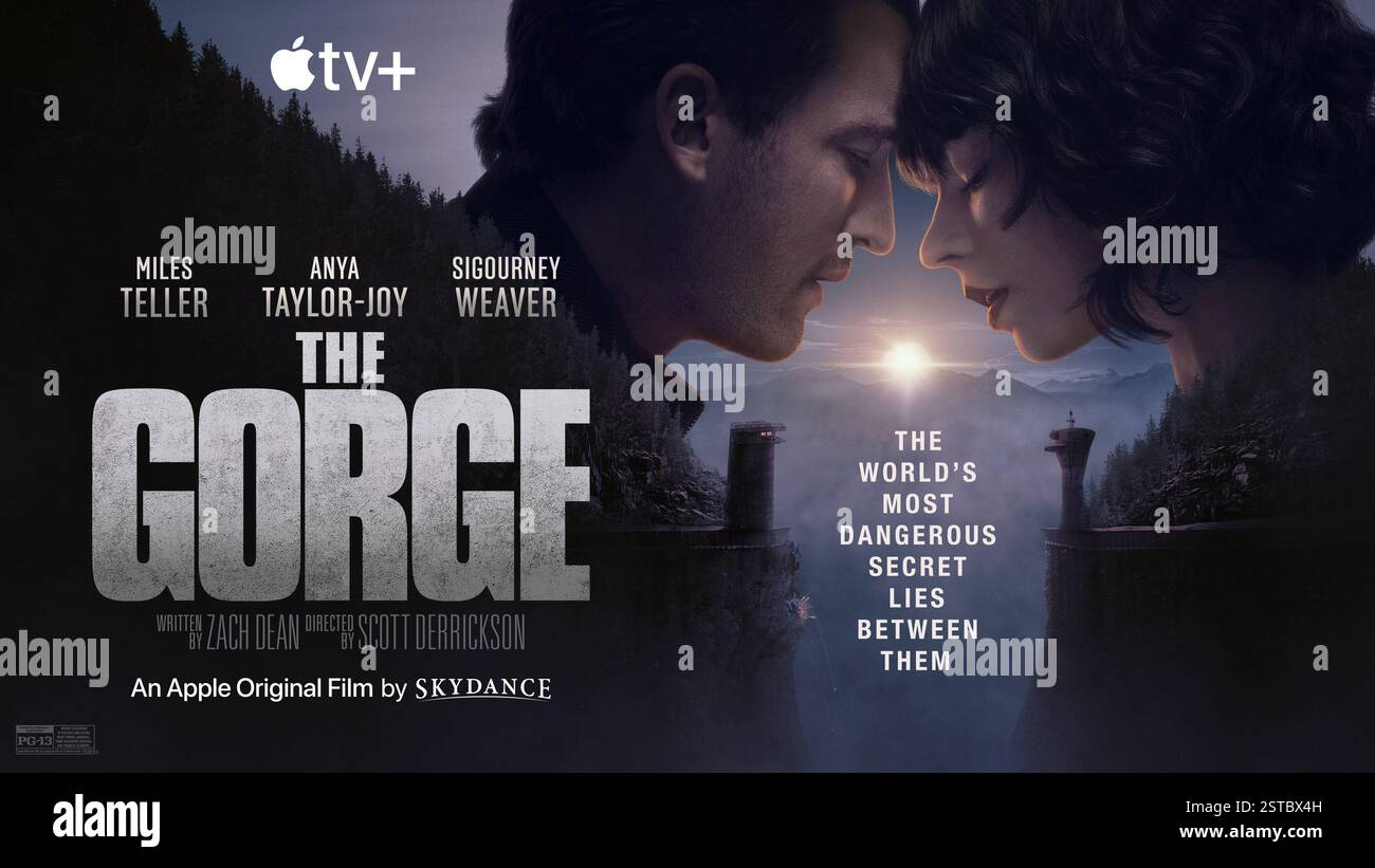 The Gorge movie poster Miles Teller & Anya Taylor-Joy Stock Photo - Alamy