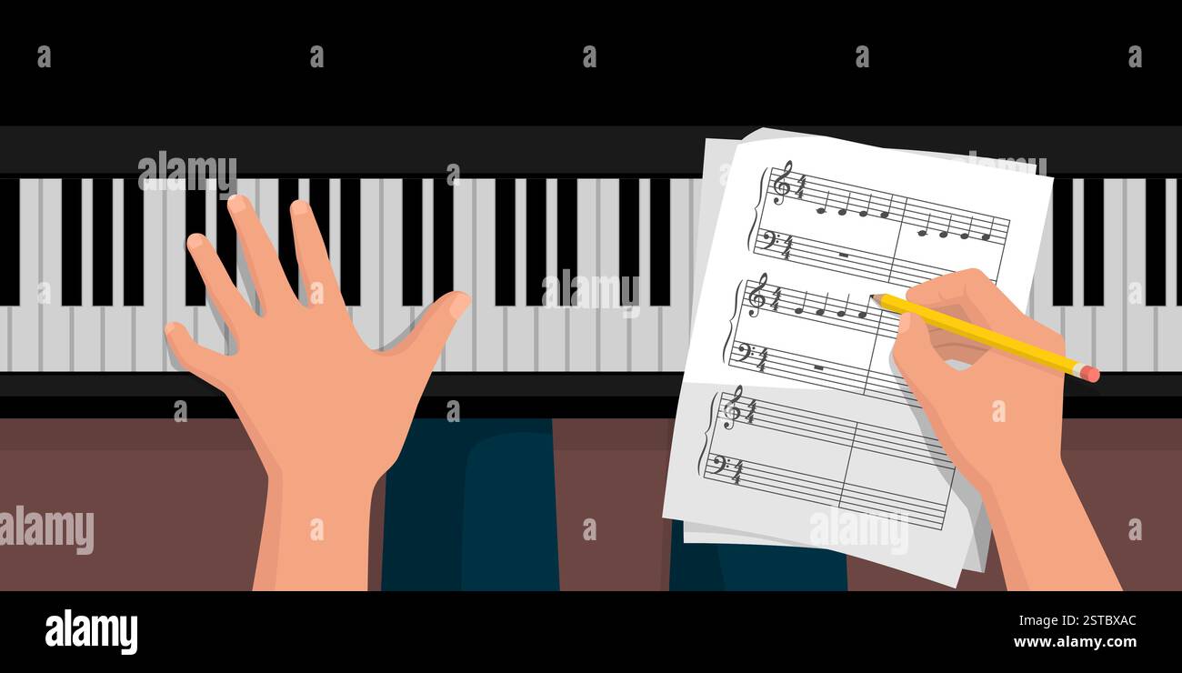 Man playing piano top view Stock Vector Images - Alamy