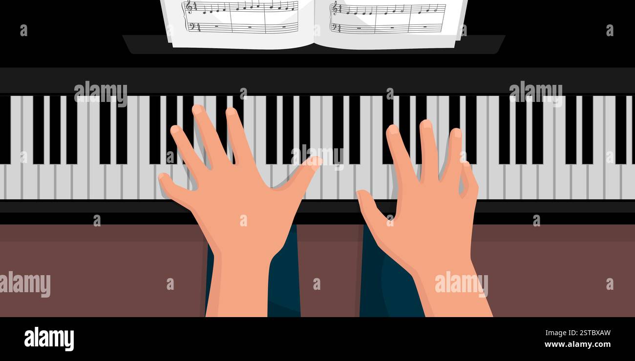 Professional pianist playing the piano, hands on the keyboard top view Stock Vector Image & Art ...