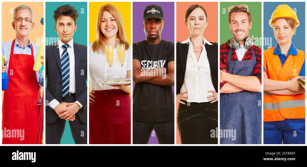 Employees from different industries and generations in portrait ...