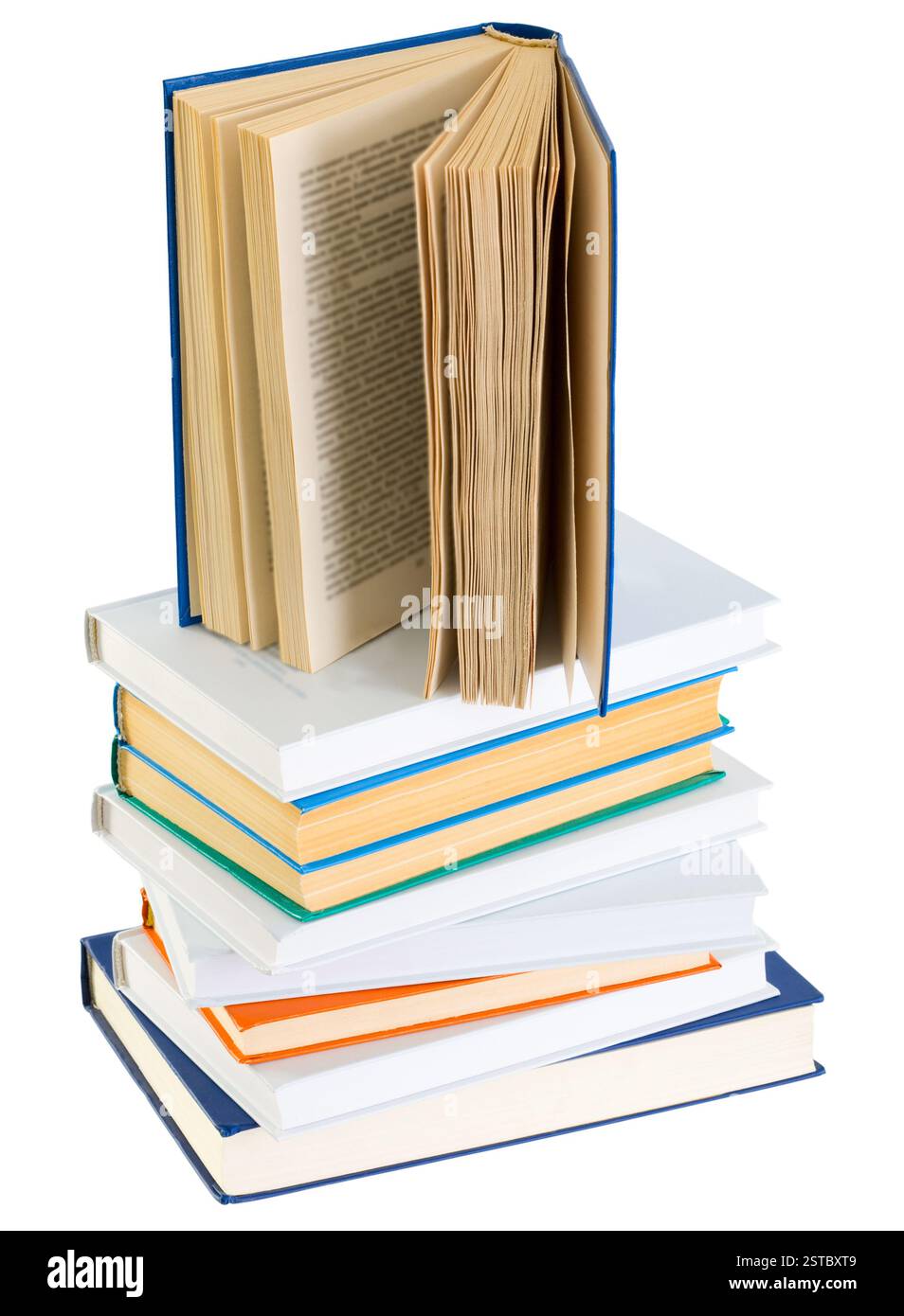 Pyramid from books with color covers on a white background Stock Photo ...