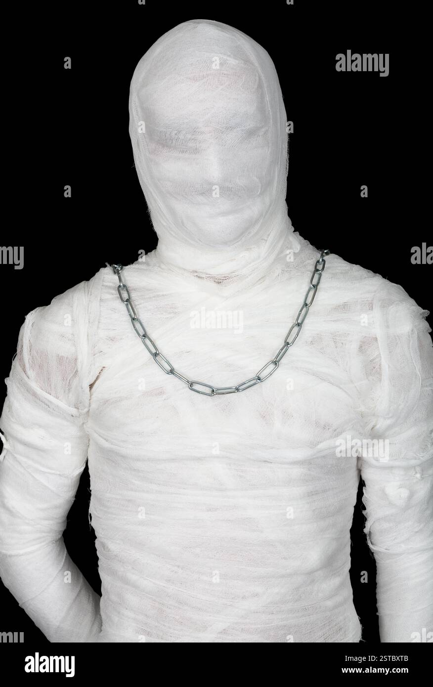 Egypt mummy portrait with chain of neck on black Stock Photo - Alamy