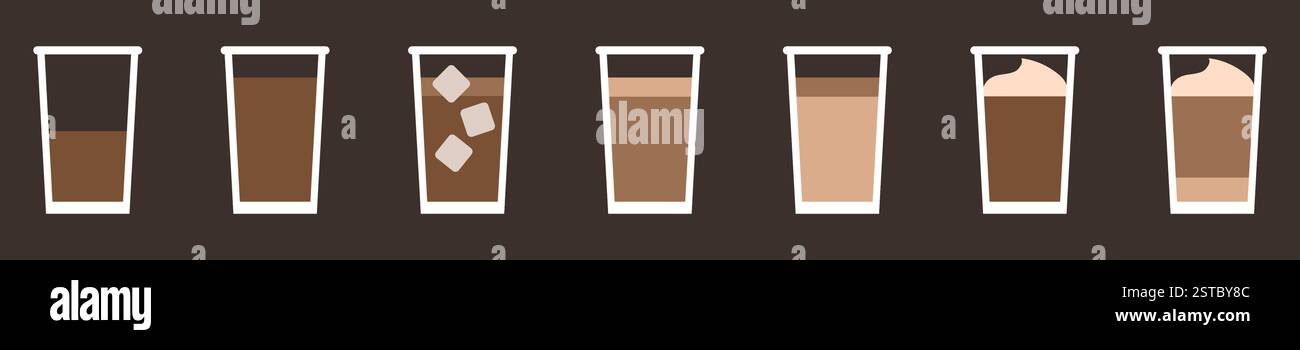 Set of delicious coffee types icons collection, isolated Stock Vector ...