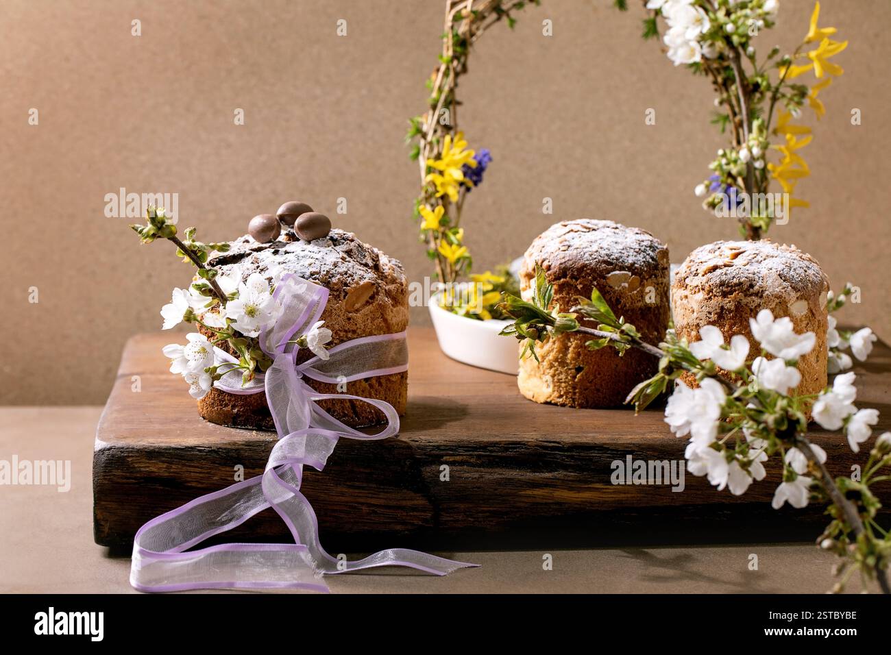 Homemade Italian traditional Easter panettone cakes, different size ...