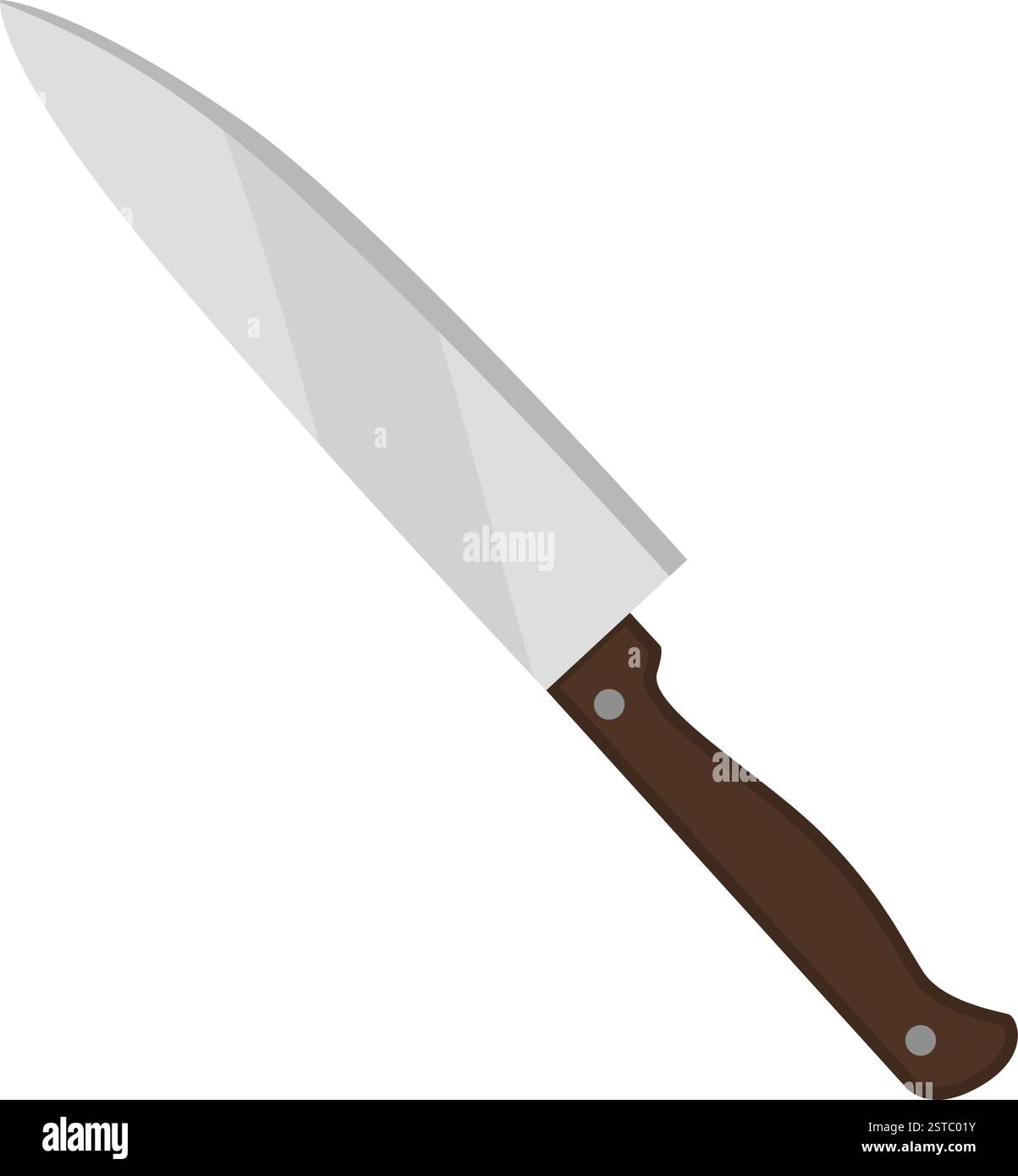 Sharp kitchen knife with wooden handle, food preparation and kitchen ...