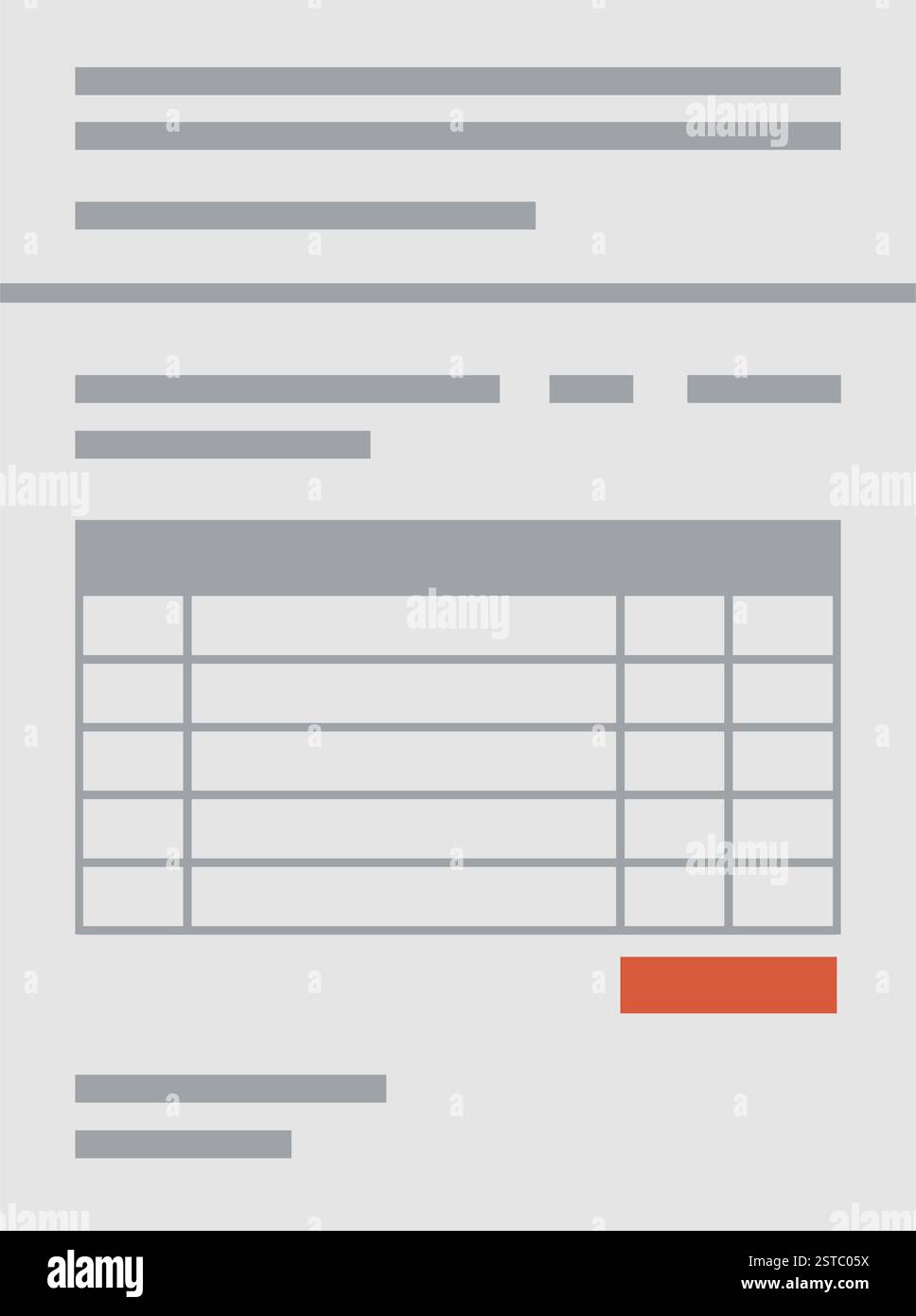 Simple invoice document with data and details table, commerce and ...