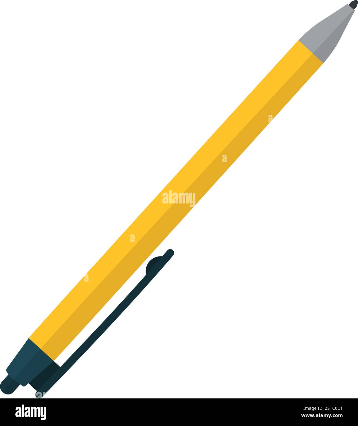Yellow ballpoint pen isolated on white background: office and school ...
