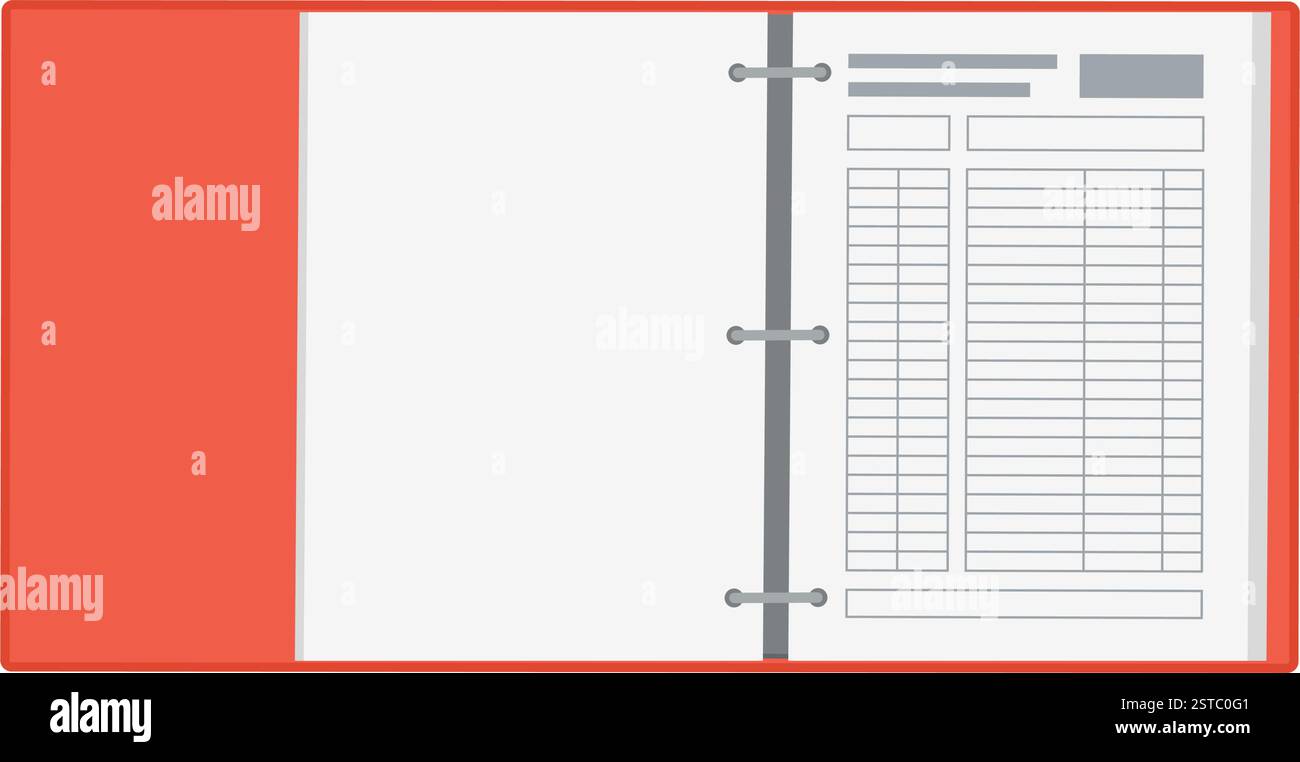Open office ring binder with paperwork, accounting and archive concept ...