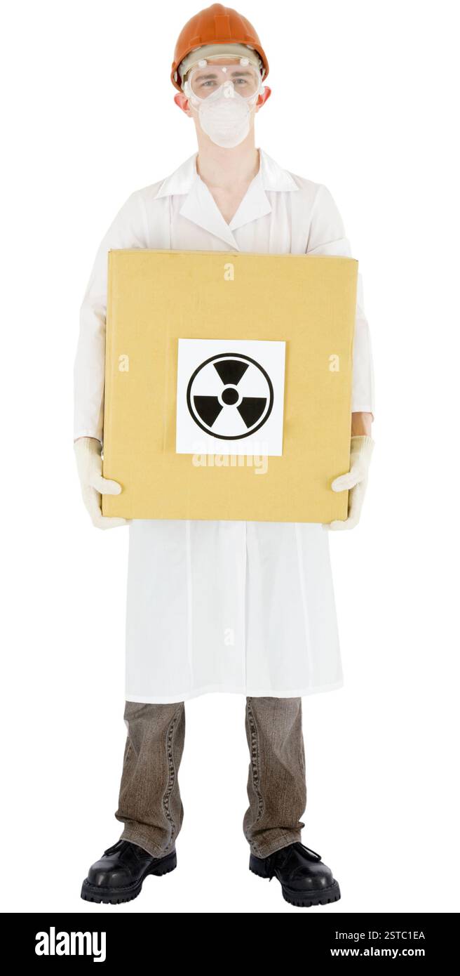 Scientist and sign radiation Stock Photo - Alamy