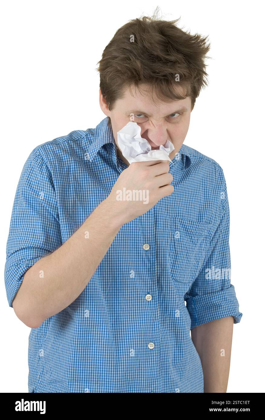 The man a chewing sheet of paper Stock Photo - Alamy