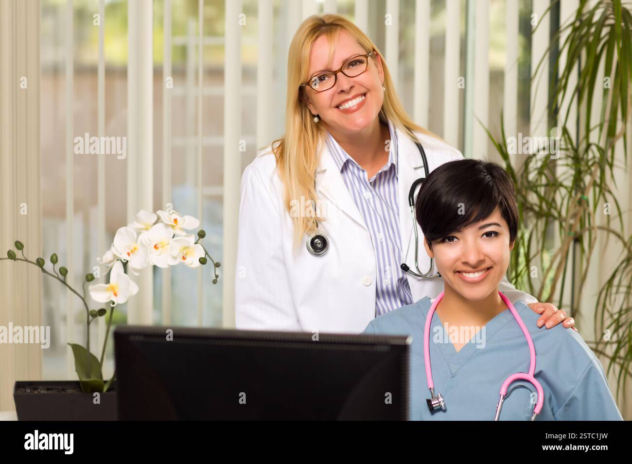 Smiling spanish female showing hi-res stock photography and images - Alamy