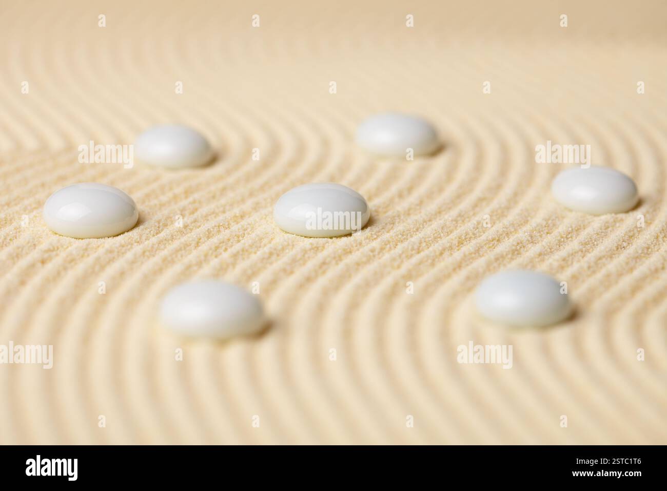 Composition from seven ceramic stones in japanese rock garden hi-res ...