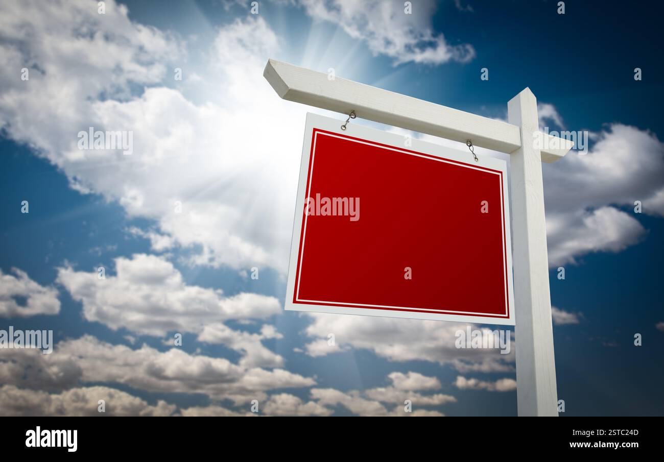 Blank Red Real Estate Sign Over Sky Stock Photo - Alamy