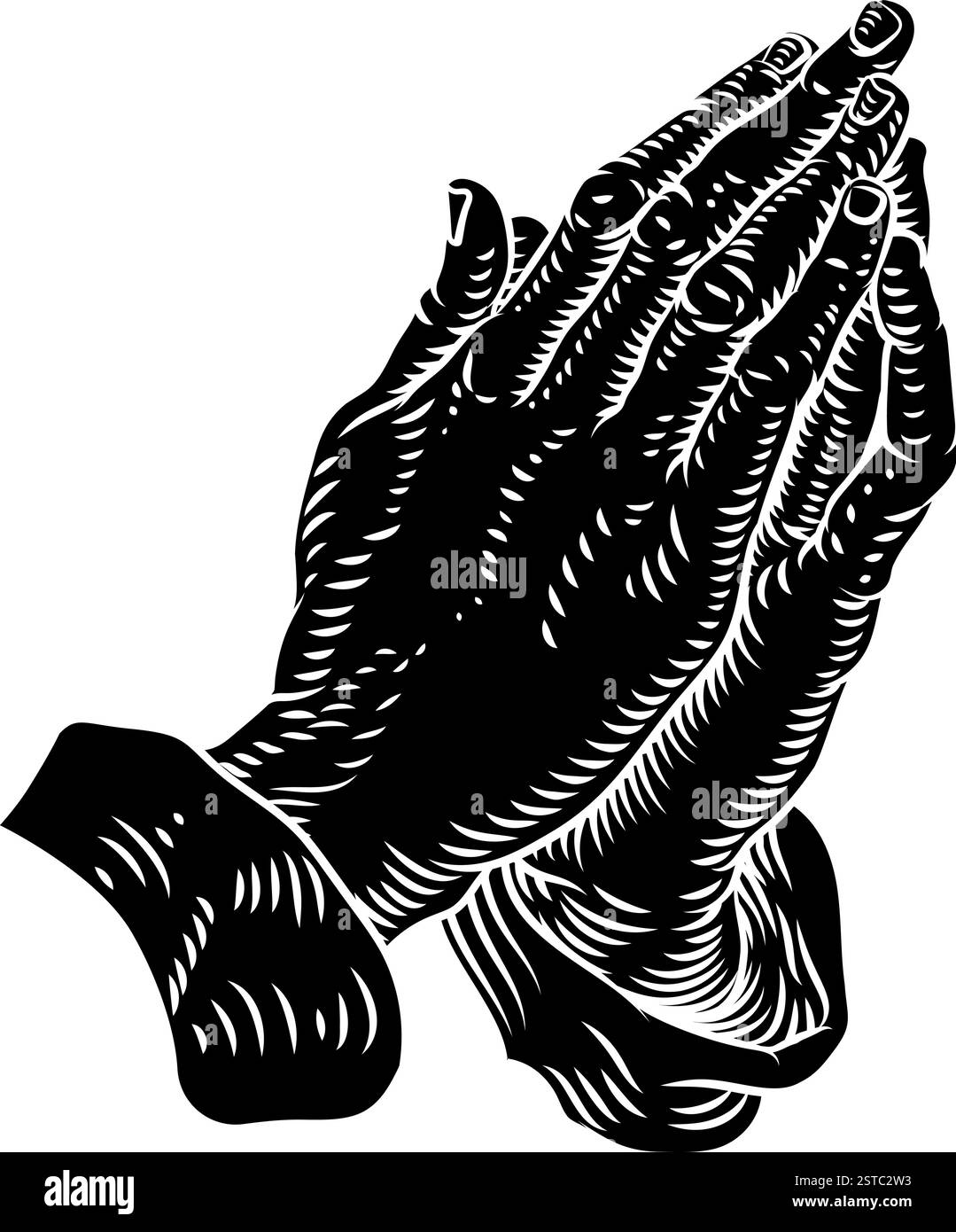 Praying Hands Prayer Christian Vintage Woodcut Stock Vector Image & Art ...