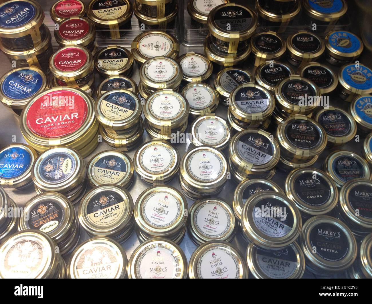 Caviar display Miami luxurious taste. Diverse selection showcases ...