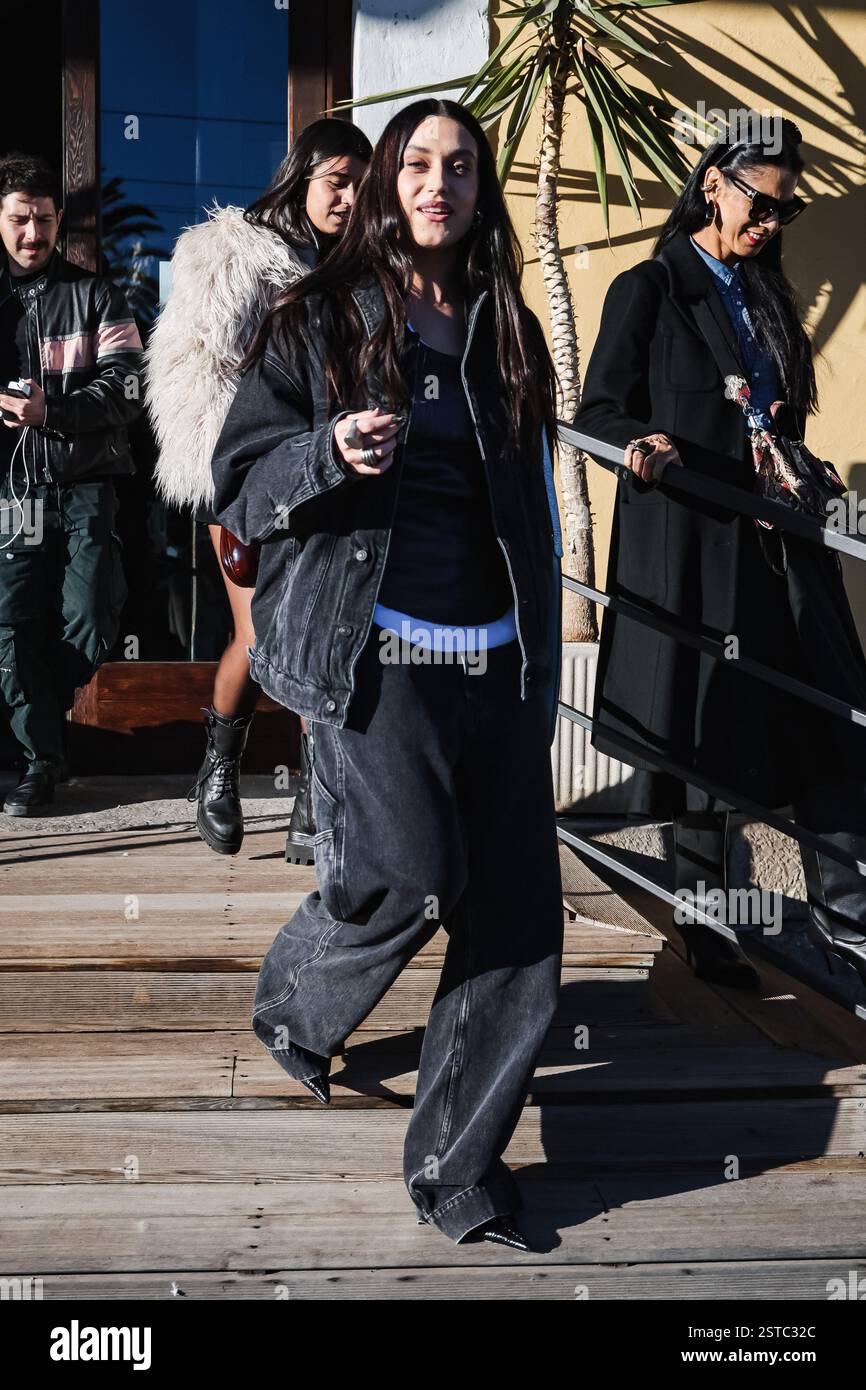 Gaia Gozzi arrives at the Club Tenco. (Photo by Alessandro Bremec ...