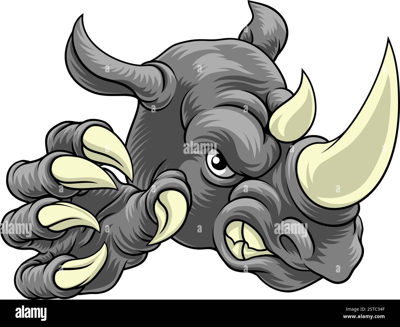 Rhino Rhinoceros Mean Angry Cartoon Sports Mascot Stock Vector Image ...