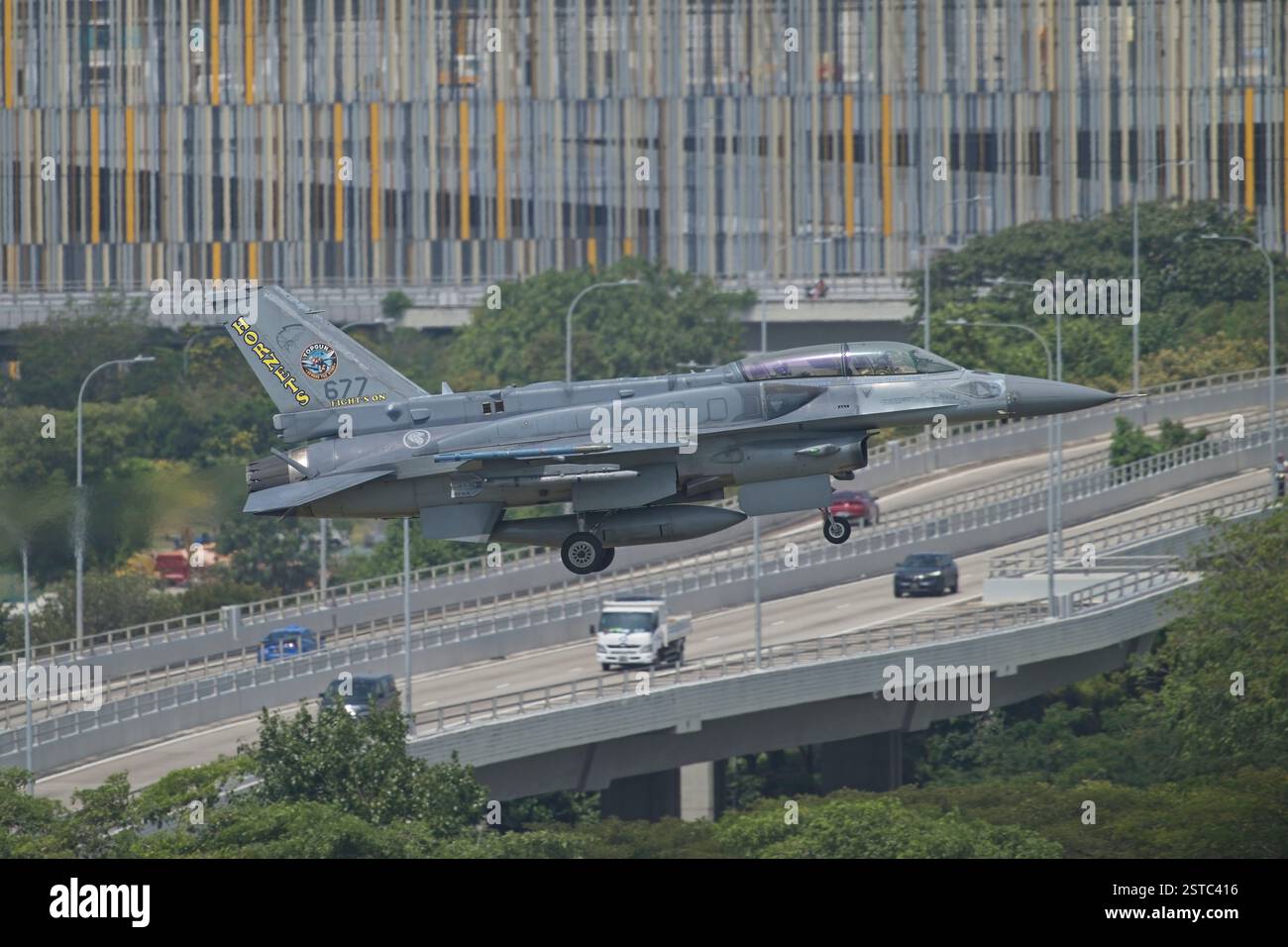 Republic of Singapore Air Force F-16 fighters returning to base Stock ...
