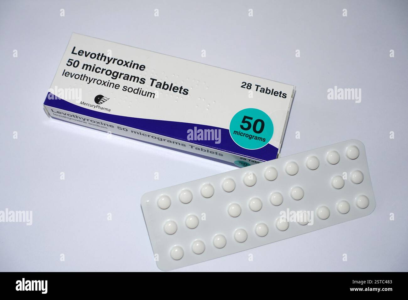 Box of 28, 50mg Levothyroxine (L-thyroxine) Tablets by Mercury Pharma ...