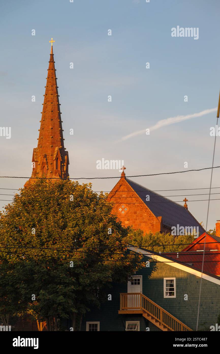 The St. Mary Roman Catholic Church at sunset, Newport, Rhode Island ...