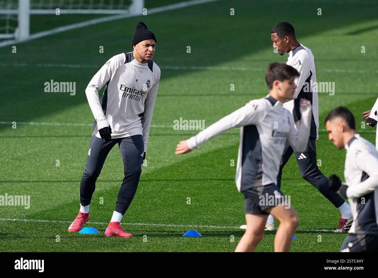 Kylian Mbappe and David Alaba during the training day of Real Madrid ...