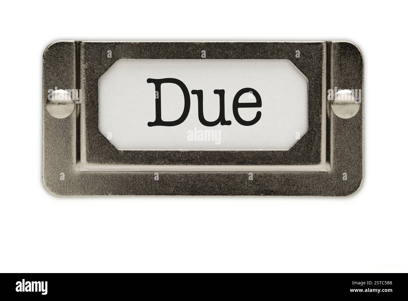 Due File Drawer Label Isolated on a White Background Stock Photo - Alamy