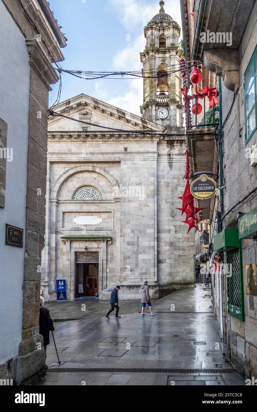 Outside the Cathedral (Concatedral) Basílica de Santa María de Vigo on ...