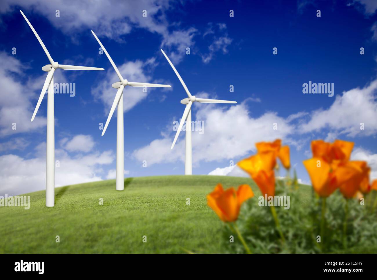 Wind turbine against bright blue hi-res stock photography and images ...
