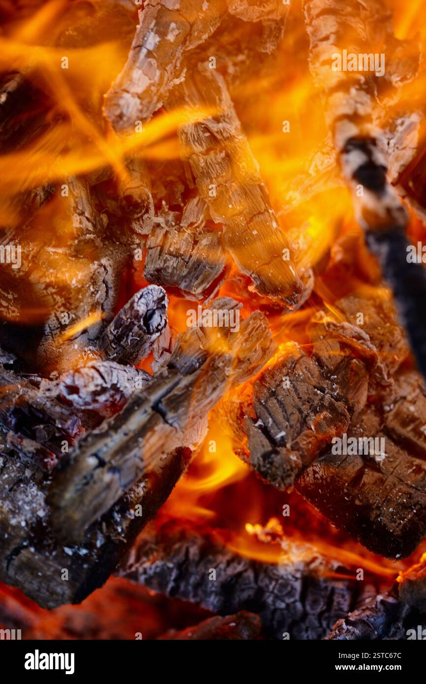 Forest fire - flaming coals Stock Photo - Alamy