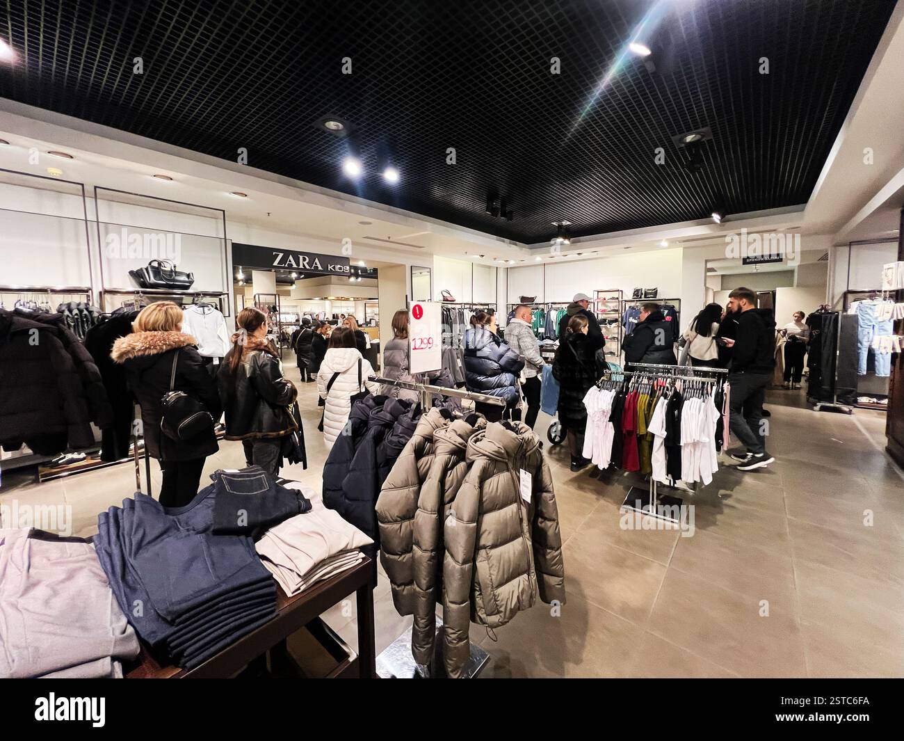 Lviv, Ukraine - February 16, 2025: A busy interior of Zara fashion ...