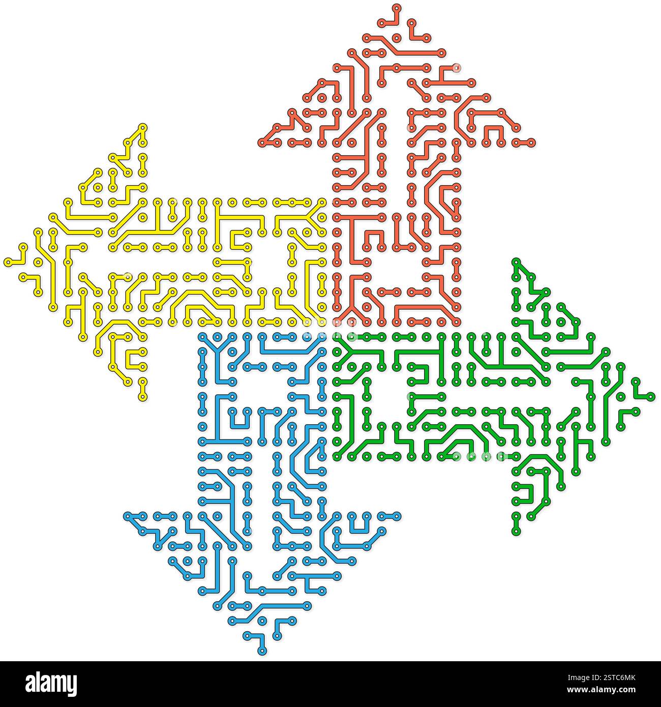 Color circuit computer arrows Stock Photo - Alamy