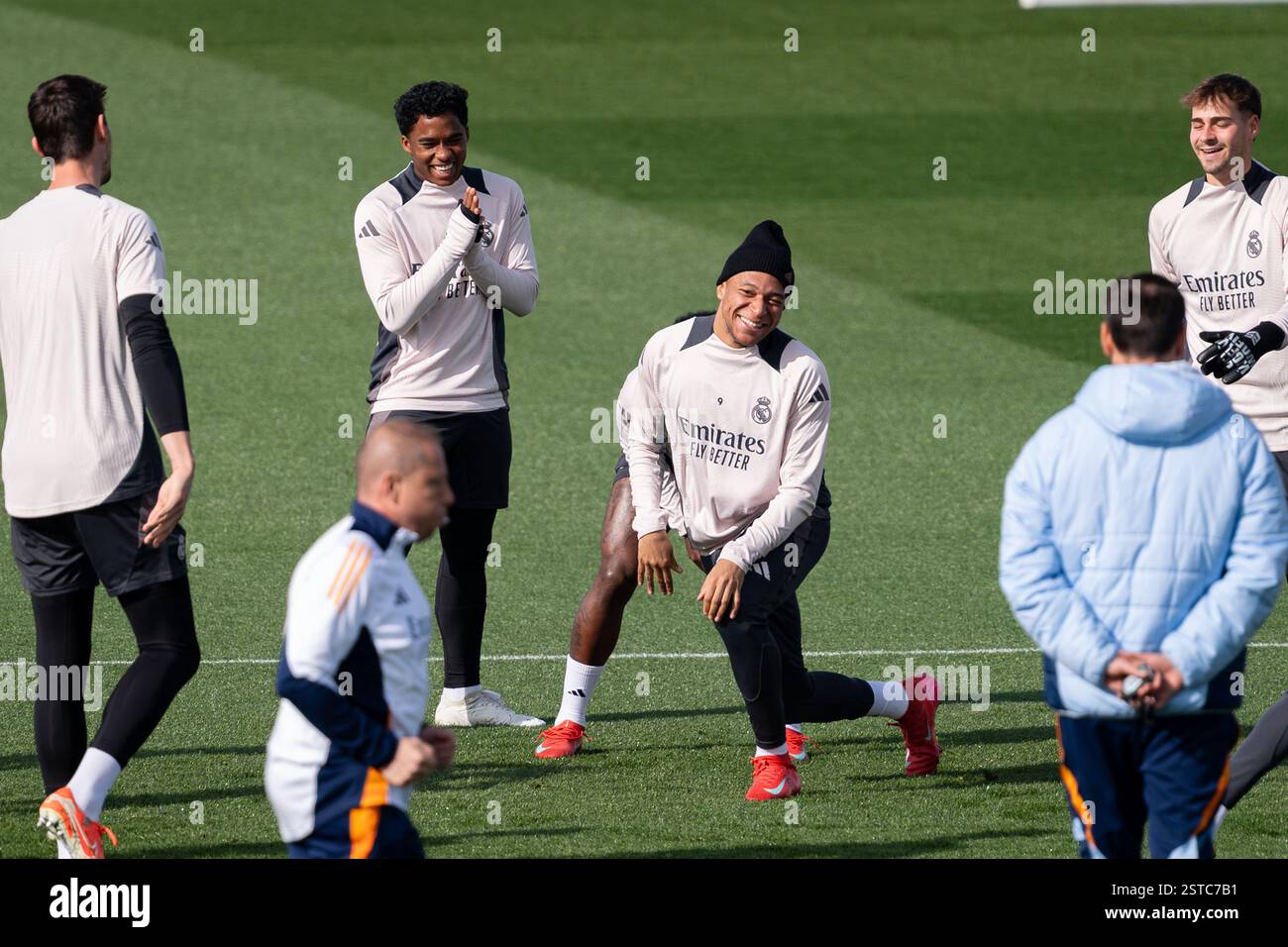 Valdebebas, Madrid, Spain. 17th Feb, 2025. Real Madrid players (from L ...