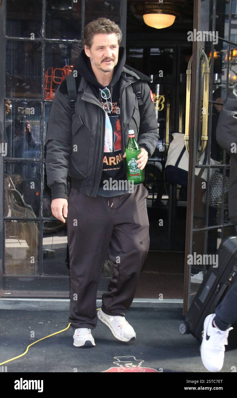 New York, NY, USA. 17th Feb, 2025. Pedro Pascal seen in New York City ...