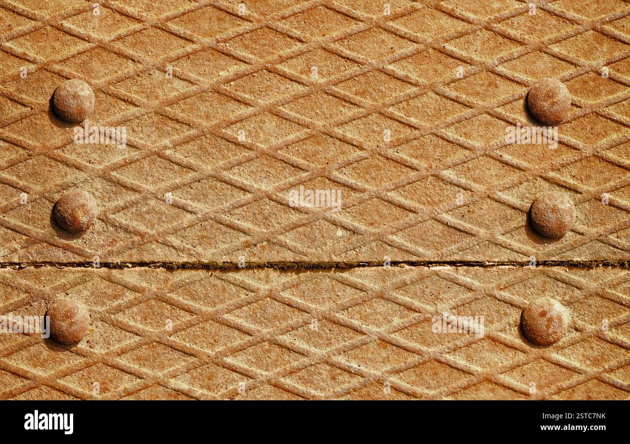 Background - iron deck with rivets Stock Photo - Alamy