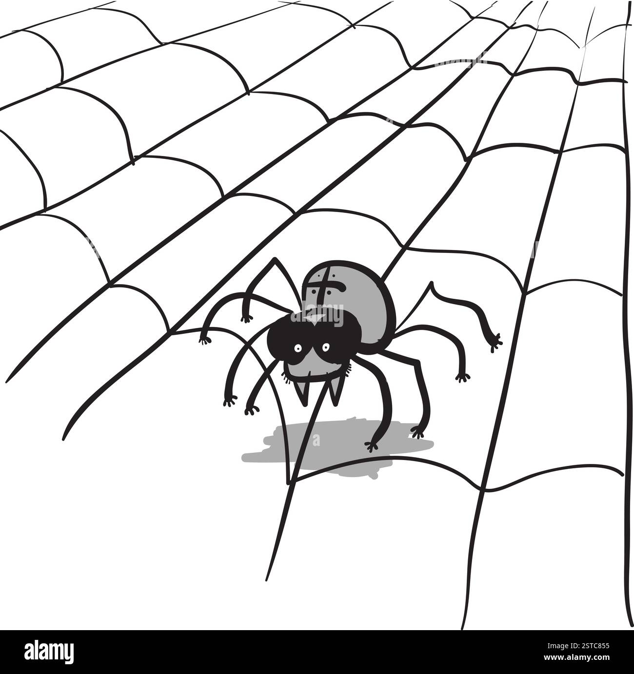 Simple monochrome image - spider in web Stock Photo - Alamy